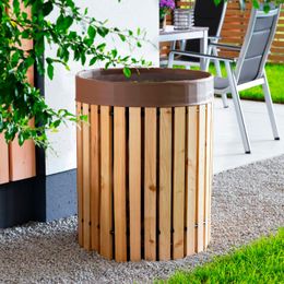 Regentonne Beckmann, H:75cm &Oslash;:62cm, beige, Kunststoff, Massivholz, Garten, Regentonnen, "Regenfass Gr&ouml;&szlig;e 2", &Oslash;xH: 62x75 cm, aus L&auml;rchenholz
