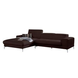 Ecksofa W.Schillig, B:303cm H:70cm T:193cm, braun, Longlife Xtra-Leder Z69: Das feinnarbige, gedeckte Softleder Z69 besticht durch seine