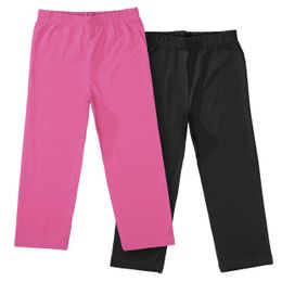 STACCATO M&auml;dchen Caprihose, schwarz, Basic, Gr. 152, unifarben, Oberstoff: 95% Baumwolle, 5% Elasthan., Hosen, Doppelpack