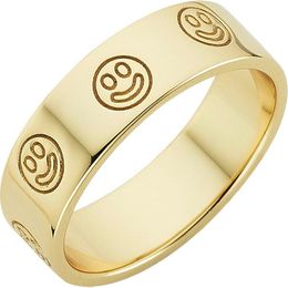 Kangaroos Damen Fingerring "Schmuck Geschenk Silber 925 Damenring Smiley Lächeln Happy, K0063R", 59, Silber 925 (Sterlingsilber), 6mm, gold, Silber