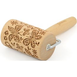 Folkroll Teigroller "3D-Motiv-Teigrolle", 9,5cm, braun, Teigroller, Schmetterlinge