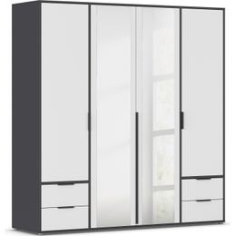 Drehtürenschrank Rauch, B:187cm H:194cm T:53cm, grau, Holzwerkstoff, Schränke, "Kleiderschrank Schrank Garderobe Wäscheschrank NAGATA mit Spiegel",