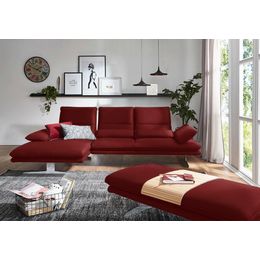 Ecksofa W.Schillig, B:291cm H:94cm T:164cm, rot, Longlife Xtra-Leder Z59: Glattleder mit modischer Prägung. Hautstärke 0, 9 - 1, 1 mm, Wohnzimmer,