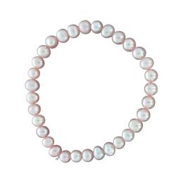 Vivance Damen Armband "Süßwasserzuchtperlen pink 6mm", 18cm, Metallmix, pink, Metallmix, Armbänder