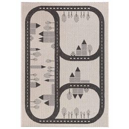 Kinderteppich, B:120cm H:3mm L:170cm, schwarz, PRIMAFLOR-IDEEN IN TEXTIL, Polypropylen (PP), Teppiche, "CABANE - Streets", Flachgewebe,