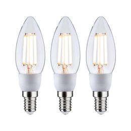 Paulmann LED-Leuchtmittel "Eco-Line 3er Pack Kerze 525lm 2,5W 3000K klar 230V", L:11,3cm Ø:3,5cm, transparent, Leuchtmittel