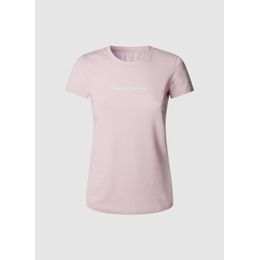 Pepe Jeans Damen T-Shirt "NEW VIRGINIA", rosa, Gr. M, Single Jersey, Obermaterial: 95% Baumwolle, 5% Elasthan, Shirts, mit Logo-Print