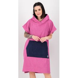 DEPROC Active Damen Poncho "Badeponcho PARLEE BEACH", rosa, Gr. S, 100% Baumwolle Walkfrottier, Jacken, Badeponcho mit großer Kängurutasche und