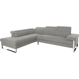 Ecksofa W.Schillig, B:281cm H:71cm T:230cm, grau, Flachgewebe S22 (100% Polyester);Stoff S37 (100% Polyester);Longlife Xtra-Leder Z59: Glattleder mit