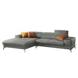 Ecksofa W.Schillig, B:303cm H:70cm T:193cm, grau, Stoff S37 (100% Polyester): Luxus-Microfaser in Lederoptik, Wohnzimmer, Sofas, "Piedroo, Designsofa