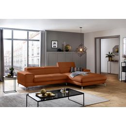 Ecksofa W.Schillig, B:303cm H:70cm T:193cm, braun, Longlife Xtra-Leder Z69: Das feinnarbige, gedeckte Softleder Z69 besticht durch seine