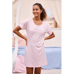s.Oliver Damen Sleepshirt, Gr. 36, rosa, Single Jersey, Obermaterial: 50% Baumwolle, 50% Viskose, bedruckt, Basic, Kleider, mit Frontdruck