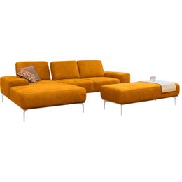 Ecksofa W.Schillig, B:279cm H:88cm T:178cm, gelb, Longlife Xtra-Leder Z73: Naturwalkleder der Luxusklasse aus den erlesensten Rohhäuten. Hautstärke