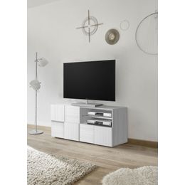Lowboard Inosign, grau, Wohnzimmer, Sideboards, "Dama Breite 121 cm, TV-Board 1 Tür, 1 Schubkasten, TV-Schrank", Front in 3D-Optik, grifflos,