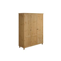 Kleiderschrank Home Affaire, B:143cm H:180cm T:51cm, beige, Massivholz, Kinderzimmer, Schränke, "Juventus, Drehtürenschrank, Schrank", mit 3 Türen,