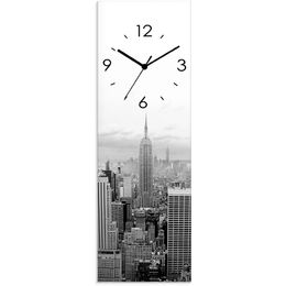 Wanduhr Artland, B:20cm H:60cm T:1,8cm, schwarz, Wohnzimmer, Wanduhren, "Skyline Manhattan", wahlweise mit Quarz- oder Funkuhrwerk, lautlos ohne