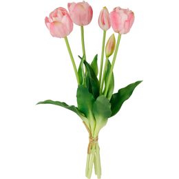 Kunstblume I.GE.A., B:20cm H:39cm L:12cm, rosa, Polyester, Kunstpflanzen, "Tulpen", Real-Touch Tulpenbund k&uuml;nstlich Bl&uuml;ten Tulpenstrau&szlig;