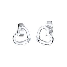 Elli DIAMONDS Damen Paar Ohrstecker "Ohrstecker Herz Diamant Wei&szlig; (0.03 ct) 925 Sterling Silber", onesize, 0,03 P1 = bei 10-facher Vergr&ouml;&szlig;erung