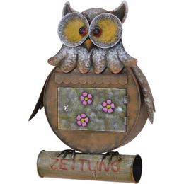 Wandbriefkasten, B:440mm H:610mm, braun, HOFMANN LIVING AND MORE, Metall, Briefk&auml;sten, "Eule", aus Metall, f&uuml;r den gesch&uuml;tzten Au&szlig;enbereich