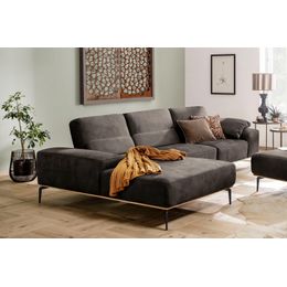 Ecksofa W.Schillig, B:319cm H:88cm T:178cm, grau, Longlife Xtra-Leder Z73: Naturwalkleder der Luxusklasse aus den erlesensten Rohhäuten. Hautstärke