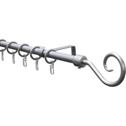 Gardinenstange Gardinia, L:240cm, silber, Aluminium, Gardinenstangen, "Set Metall", 1-Lauf