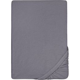 Spannbettlaken Biberna, L:200cm, grau, Frottee, Obermaterial: 80% Baumwolle, 20% Polyester, Bettlaken, "Pepe", weicher Frottee-Stretch