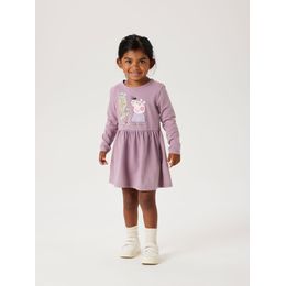 name it Mädchen Midikleid "NMFDYFFI PEPPA LS DRESS NOOS CPLG", lila, Gr. 122, bedruckt, Jersey, Obermaterial: 95% Baumwolle, 5% Elasthan, Kleider