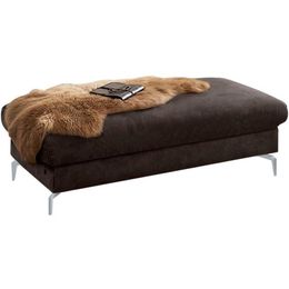 Polsterhocker W.Schillig, B:141cm H:42cm T:70cm, braun, Stoff S37 (100% Polyester): Luxus-Microfaser in Lederoptik, Hocker, "piedroo, Designsofa mit