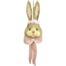 I.GE.A. Dekofigur "Tierfigur Bast-Hasenkopf Hase Osterhasen Deko Ostern Osterdeko", B/H/T: 21cm x 80cm, rosa, Wohnzimmer, Dekofiguren, Türdeko