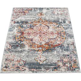 Teppich Paco Home, B:80cm H:8mm L:150cm, grau, Polyester, Polypropylen, Wohnzimmer, Teppiche, "Herbete 733", Kurzflor, Orient-Optik, Vintage Design