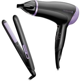 Remington Haartrockner "D3016GP", schwarz, B:33,5cm H:30cm T:11,3cm, Haartrockner, Geschenkset bestehend aus Haargl&auml;tter & 2.000 Watt Haartrockner