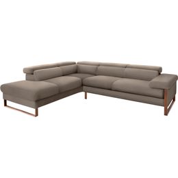 Ecksofa W.Schillig, B:281cm H:71cm T:230cm, braun, Flachgewebe S22 (100% Polyester);Stoff S37 (100% Polyester);Longlife Xtra-Leder Z59: Glattleder