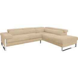 Ecksofa W.Schillig, B:281cm H:71cm T:230cm, beige, Flachgewebe S22 (100% Polyester);Stoff S37 (100% Polyester);Longlife Xtra-Leder Z59: Glattleder