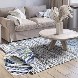 Teppich, B:140cm H:10mm L:200cm, blau, MyFlair M&Ouml;BEL & ACCESSOIRES, Baumwolle, Polyester, Wohnzimmer, Teppiche, "Ameer", Handweb Teppich, 90%