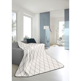 Wohndecke Andas, B:150cm L:200cm, beige, Baumwolle, Polyacryl, Polyester, Wohndecken, "Andas", mit modernem Zierstich