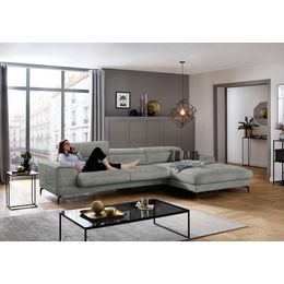 Ecksofa W.Schillig, B:343cm H:70cm T:193cm, grau, Stoff S37 (100% Polyester): Luxus-Microfaser in Lederoptik, Wohnzimmer, Sofas, "piedroo, Designsofa