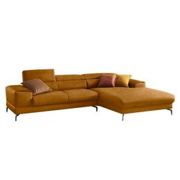 Ecksofa W.Schillig, B:303cm H:70cm T:193cm, gelb, Stoff S37 (100% Polyester): Luxus-Microfaser in Lederoptik, Wohnzimmer, Sofas, "Piedroo, Designsofa