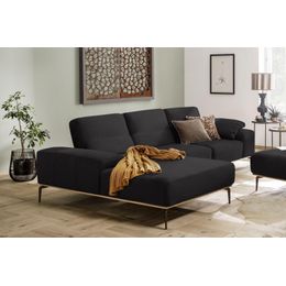 Ecksofa W.Schillig, B:299cm H:88cm T:178cm, schwarz, Longlife Xtra-Leder Z73: Naturwalkleder der Luxusklasse aus den erlesensten Rohhäuten.