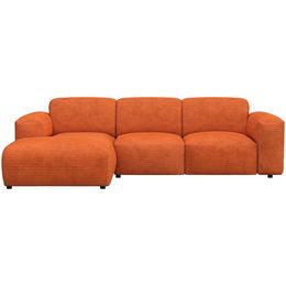 Ecksofa FLEXLUX, B:251cm H:73cm T:171cm, orange, 85% Polyester/15%Polyamide, Wohnzimmer, Sofas, "Lucera Chaislongue rechts oder links, L-Form,