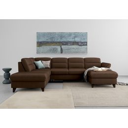 Sit & More Wohnlandschaft SIT & MORE, B:306cm H:87cm T:212cm, braun, 100% Polyester, Sofas, "Mellum U-Form", Federkern, wahlweise mit Bettfunktion, Stauraum und
