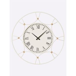 HEINE HOME Wanduhr, B/H/T: 61cm x 61cm x 4cm, beige, B:61cm H:61cm T:4cm, Wanduhren