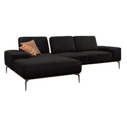 Ecksofa W.Schillig, B:279cm H:88cm T:178cm, schwarz, Longlife Xtra-Leder Z73: Naturwalkleder der Luxusklasse aus den erlesensten Rohhäuten.