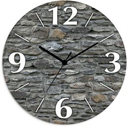 Wanduhr Artland, B:30cm H:30cm T:1,8cm, grau, Wohnzimmer, Wanduhren, "Schiefermauer", wahlweise mit Quarz- oder Funkuhrwerk, lautlos ohne