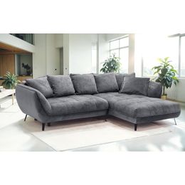 Ecksofa, B:282cm H:91cm T:187cm, grau, exxpo - SOFA FASHION, Wohnzimmer, Sofas, "Midway mit einfacher Easy-Lift-Bettfunktion, bequem und modern",