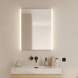 LED-Lichtspiegel Loevschall, B:60cm H:75cm T:3,8cm, silber, Spiegelglas, Spiegel, "Lago Quadratisch, Badzimmerspiegel mit LED Beleuchtung",