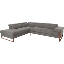 Ecksofa W.Schillig, B:281cm H:71cm T:230cm, grau, Flachgewebe S22 (100% Polyester);Stoff S37 (100% Polyester);Longlife Xtra-Leder Z59: Glattleder mit