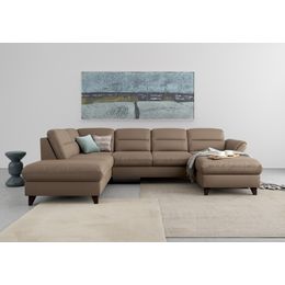 Sit & More Wohnlandschaft SIT & MORE, B:306cm H:87cm T:212cm, braun, 100% Polyester, Sofas, "Mellum U-Form", Federkern, wahlweise mit Bettfunktion, Stauraum und