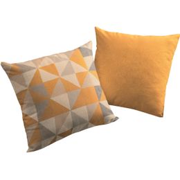 Dekokissen Adam, B:40cm L:40cm, gelb, Baumwolle, Dekokissen_Sitzkissen_Kissenh&uuml;llen, "Bio Bel", Rei&szlig;verschluss, gemustert, Wendekissenh&uuml;lle ohne