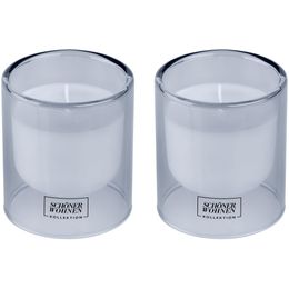 Sch&ouml;ner Wohnen Kollektion Duftkerze, B:7,5cm H:8,5cm T:7,5cm, blau, SCH&Ouml;NER WOHNEN-KOLLEKTION, Glas, Wachs, Kerzen, "&raquo;Soft Cotton S&laquo;", im Glas, wohlig frischer Duft,