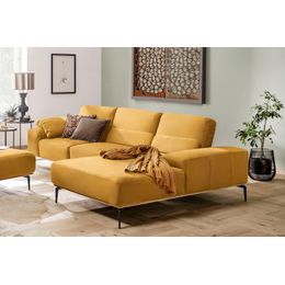 Ecksofa W.Schillig, B:319cm H:88cm T:178cm, gelb, Longlife Xtra-Leder Z73: Naturwalkleder der Luxusklasse aus den erlesensten Rohhäuten. Hautstärke